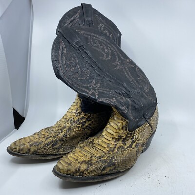 Vintage Dan Post Leather & Snakeskin Cowboy Boots | eBay