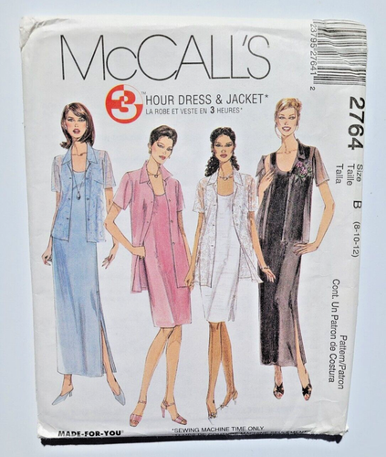 McCalls Sewing Pattern 2764 Misses Shirt &Sleeveless Dress Size 8-10-12 ...