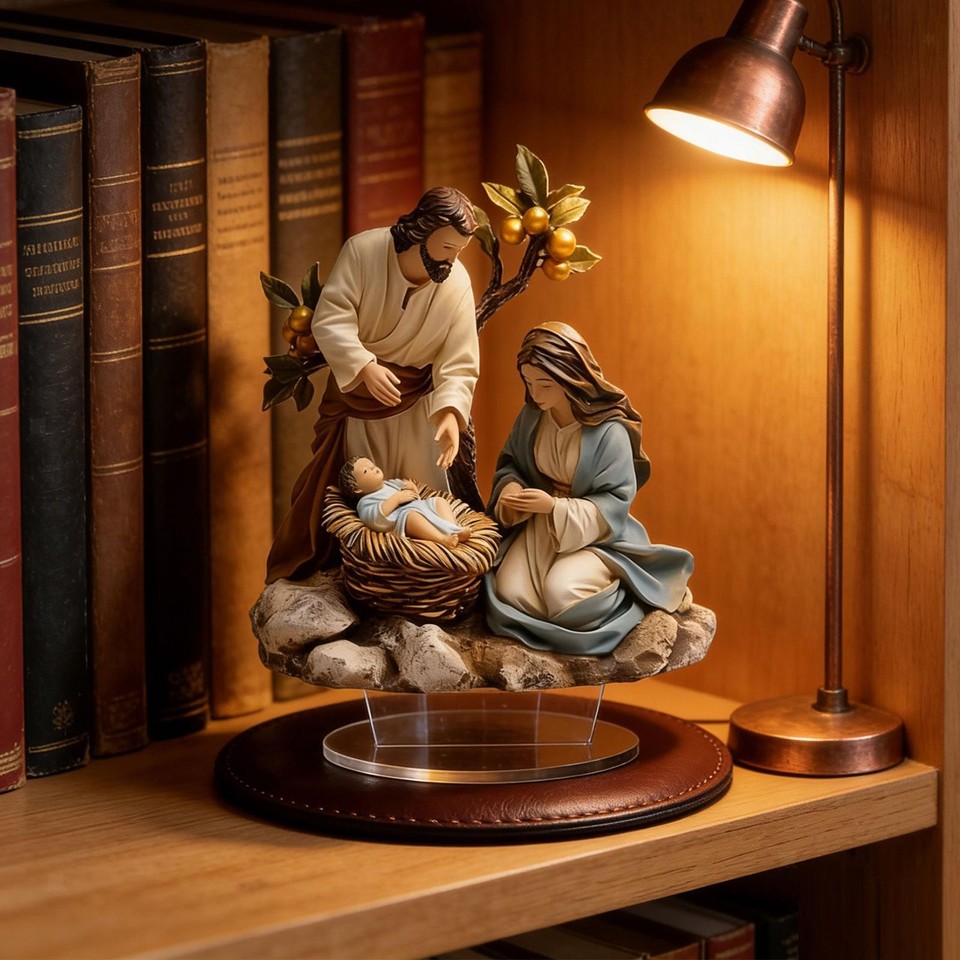 Christmas Nativity Scene Holy Family 2D Acrylic Ornament with Base ...