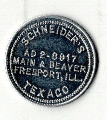 U.S. Trade Tokens Freeport, IL Schneider's Texaco Good in Trade/1cent ...