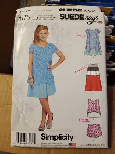 Simplicity Pattern 1175 Sizes 8.5 to 16.5 Girls Plus Dresses Top Shorts ...