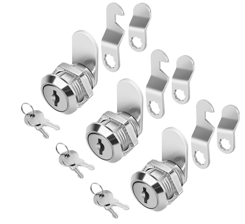 Cabinet Locks (3-Pack, Zinc Alloy), Keyed Alike Cam Locks for Tool Box ...