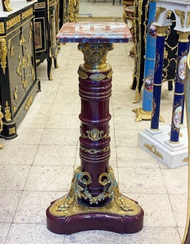 1980s Rococo Style Marble Topped Pedestal Column With Gold Details | eBay