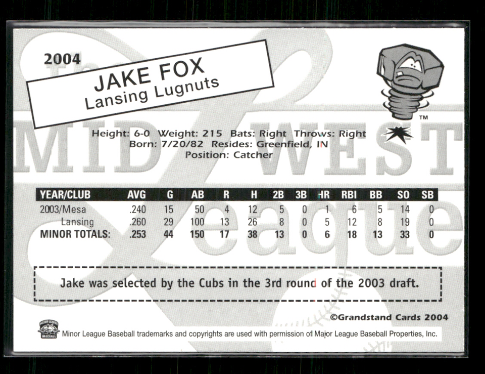 Jake Fox 2004 Midwest League Top Prospects Set | eBay