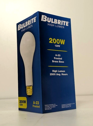 BULBRITE High Lumen 200W 120V A-23 Frosted Brass Base Bulb E26 (200A/HL ...