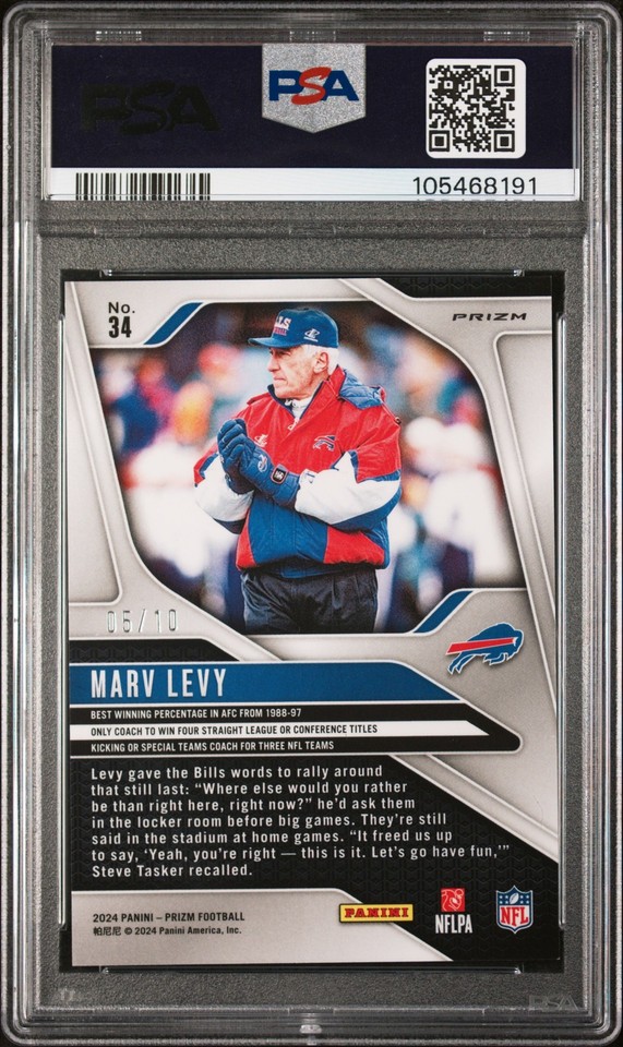2024 Panini Prizm No Huddle Neon Green Marv Levy #34 /10 PSA 9 | eBay