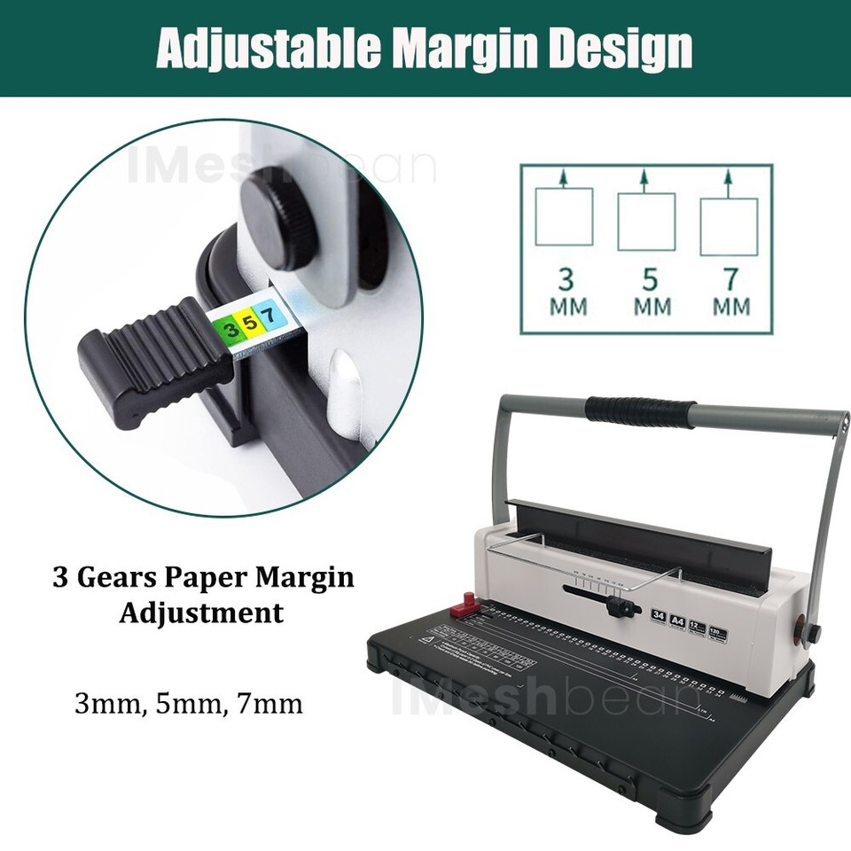 Manual Spiral Coil Binding Machine 34 Holes Puncher Documents Office ...