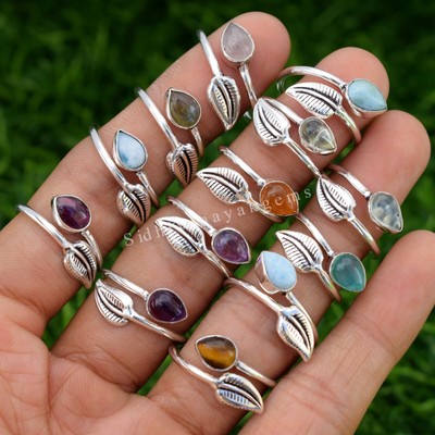Lot 50PCs Rose Quartz, Larimar Adjustable 925 Silver Plated Rings Jewelry AB69 | eBay