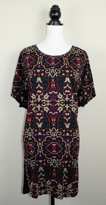 Black Tapestry Print Tunic Top Anmol Beaded Jersey BNWT Casual Going ...