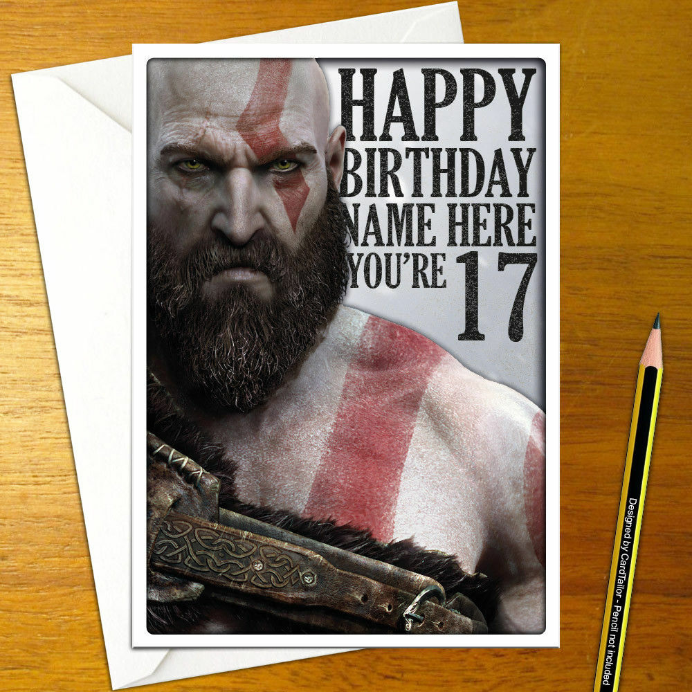 GOD OF WAR Personalised Birthday Card - A5 kratos action game | eBay