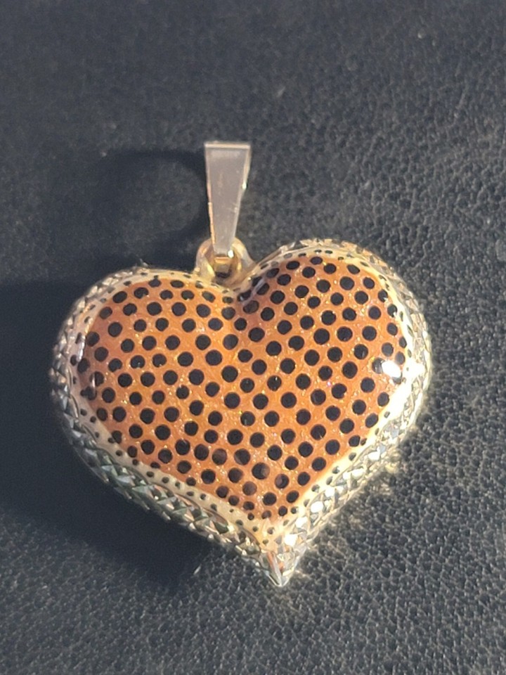 SLC 14K Yellow Gold Leopard Puffy Heart Pendant 1.74 grams Reversible ...