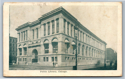 Postcard IL Public Library Chicago Illinois c.1900's B&W Q8 | eBay