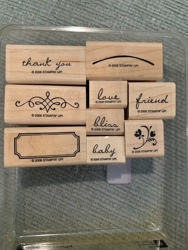 Stampin' Up! 2006 Noteworthy Sayings Love Thank You Wooden Rubber Stamp ...