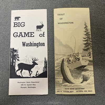 Vintage Big Game And Trout of Washington Brochure Hunting Fishing | eBay