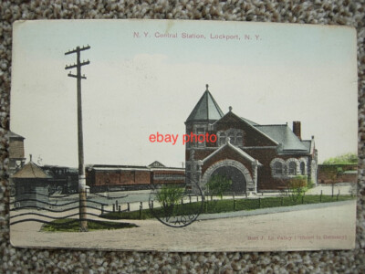LOCKPORT NY-NEW YORK CENTRAL RAILROAD STATION-TRAIN DEPOT-HAND COLORED ...