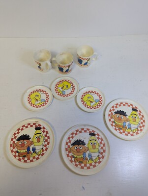 Sesame Street Kid's Play Plates And Cups 9 piece Set | eBay
