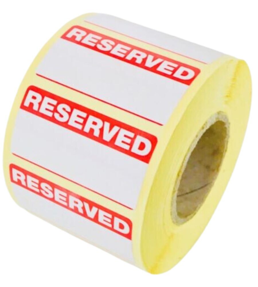 Bright Red RESERVED Retail Labels / Stickers - 50 x 25mm - 1,000 Labels ...