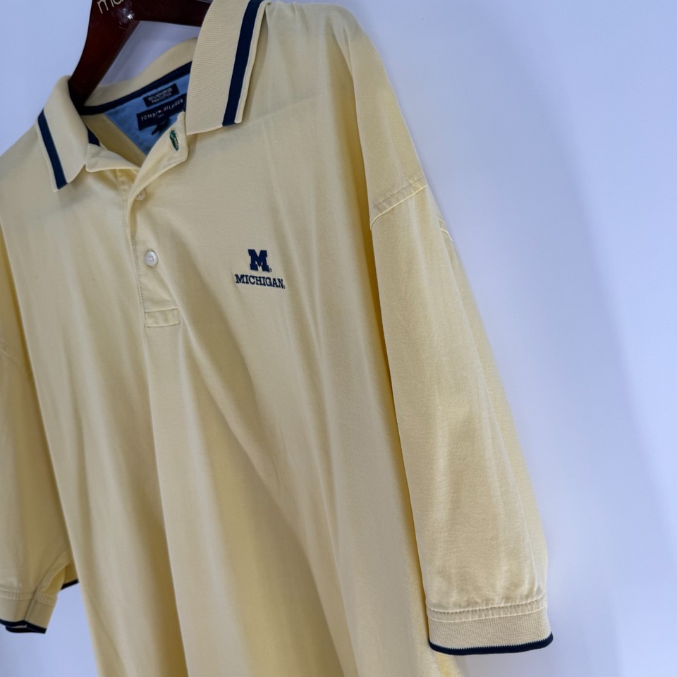 Tommy Hilfiger Golf NCAA Michigan Wolverines Logo Polo Shirt Yellow ...