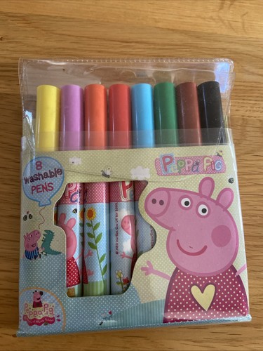 8 Washable Pens, Peppa Pig, Chunky Felt Tips (Red has run out) in ...