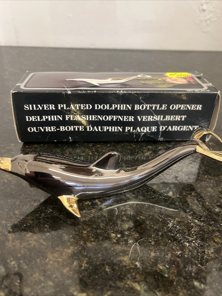 Vintage Dolphin Bottle Opener – Silver Black & Gold Plated with ...