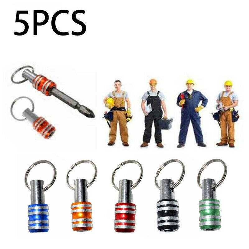 5 Pcs 1/4" Hex Shank Quick Release Key Chain Screwdriver Bit Holder ...