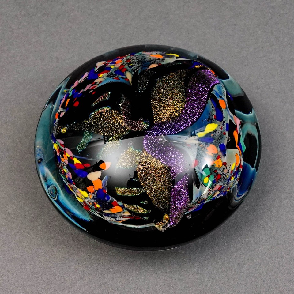Rolling Karg Signed Dichroic Iridescent Studio Art Glass Paperweight ...
