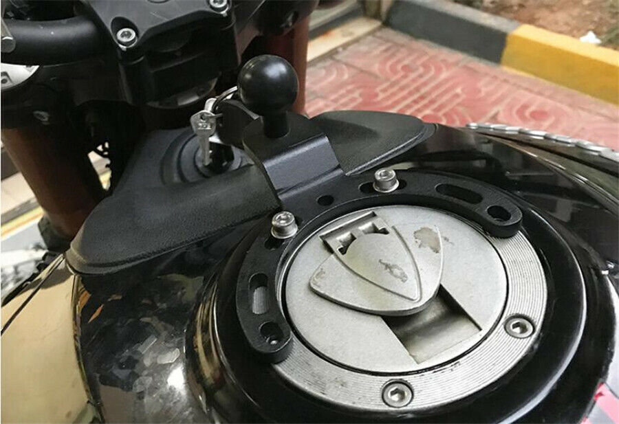 1x Adjustable Black Motorcycle Tank Cap Phone Mount Bracket Holder w ...