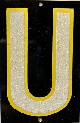 Reflective House Letters “U”-Vintage NOS,New Metal Alphabet w/Yellow ...