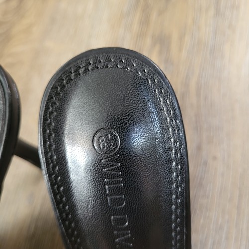 Wild Diva Black Square Open Toe Mule Heel Sandal Quilted Size 8.5 Puffy ...