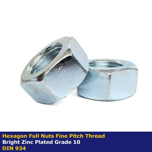 M8 M10 M12 M14 M16 M20 M24 M30 HEX FULL NUTS FINE PITCH THREAD ZINC ...