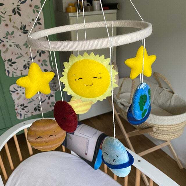 Baby Mobile Planets and Sun Solar System Crib Mobile Space Nursery ...