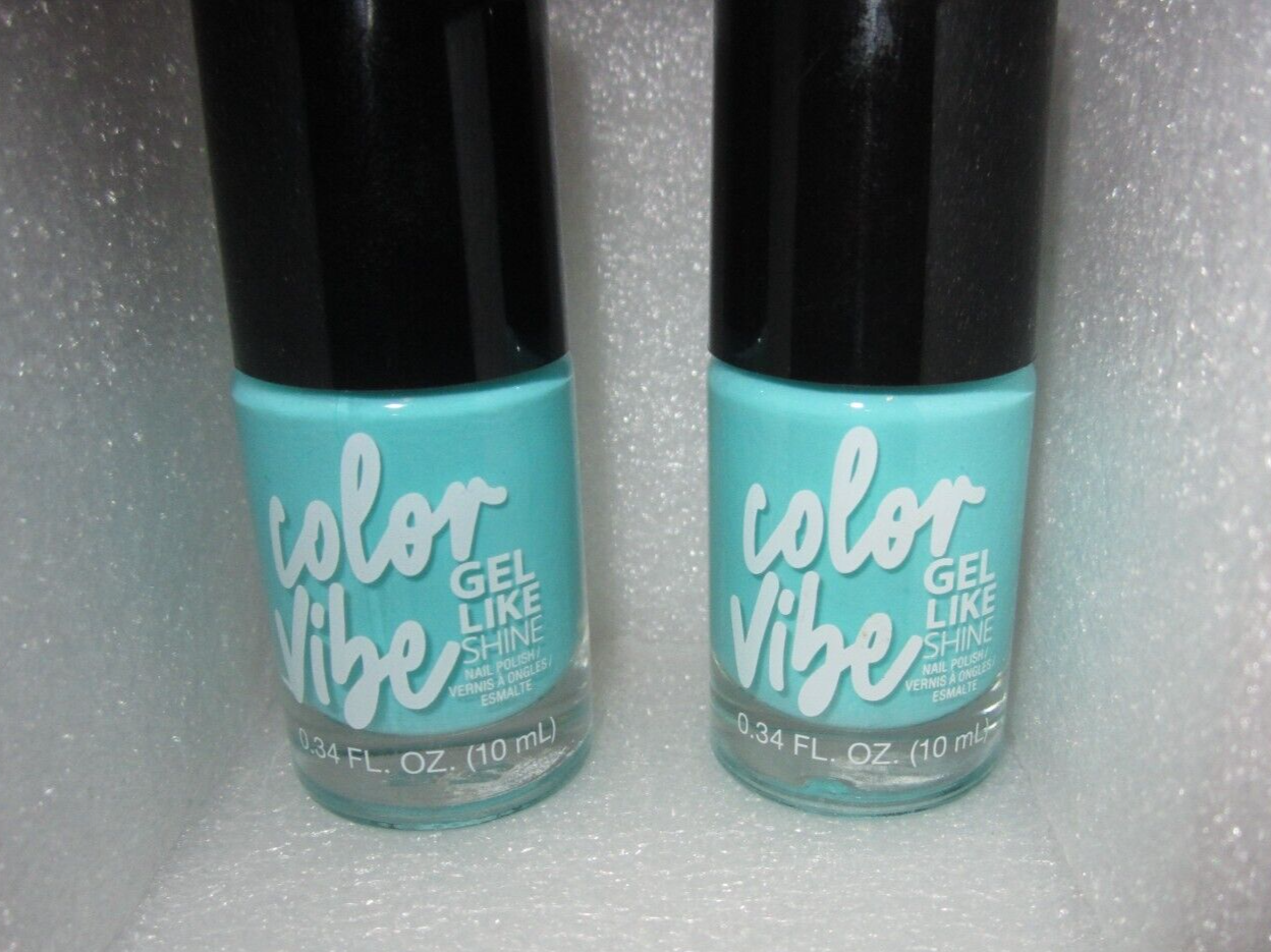 2x CV Color Vibe Nail Polish GEL LIKE SHINE 110 ROWDY Aqua Blue Summer ...