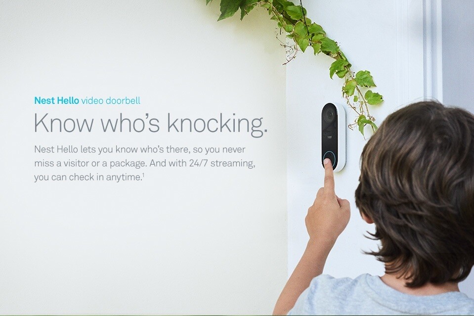 Nest Hello Smart Wi-Fi Video Doorbell NC5100US - Package & Home ...