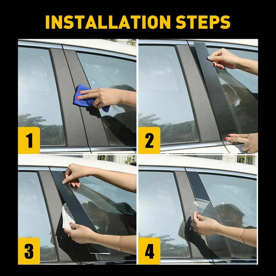 6PCS Black Door Car Window Pillar Post Cover For 2006-2010 Trim Dodge ...