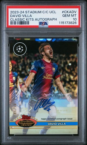 2023-24 David Villa Topps Stadium Club Chrome Autographed Card 46/50 ...
