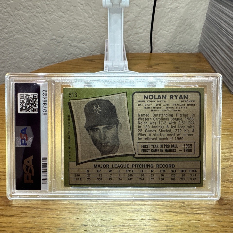 1971 Topps Nolan Ryan #513 PSA 4 VG-EX Mets HOF Legend ⚾ Tough Black ...