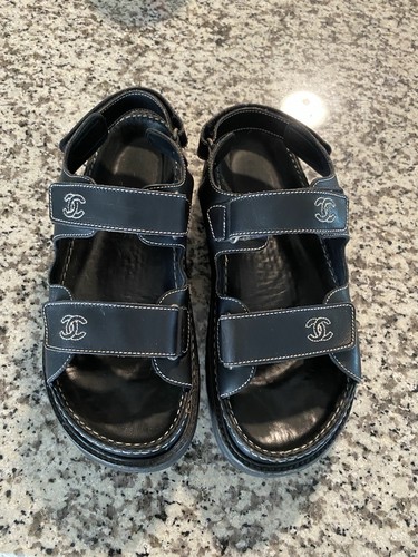 Authentic Chanel Vintage Dad Sandals Size 39 CC Logo | eBay