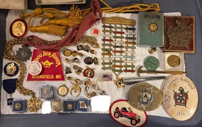 Masonic & DeMolay LOT Pins Necklaces Badges Buckle Merit Coins Rituals ...