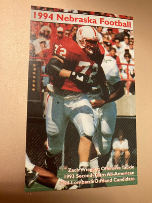 1994 NEBRASKA CORNHUSKERS Football Schedule Card ZACH WEIGERT | eBay