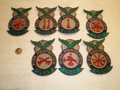 USAF / US Air Force FIREFIGHTER BADGE SET - SILVER CENTER / DETAIL (7 ...