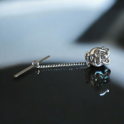 Vintage Silver Knot Tie Pin With Chain & T-Bar | eBay