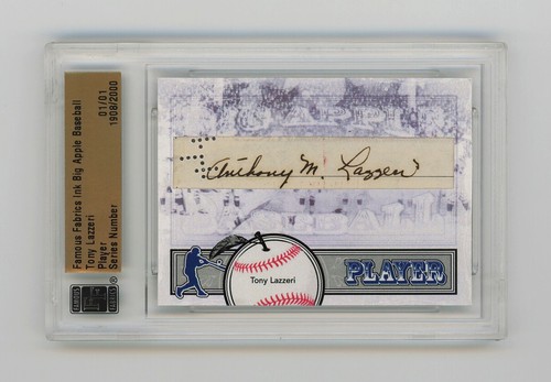 Tony Lazzeri 2012 Famous Fabrics Ink 1/1 Legendary Auto Cut Check ...