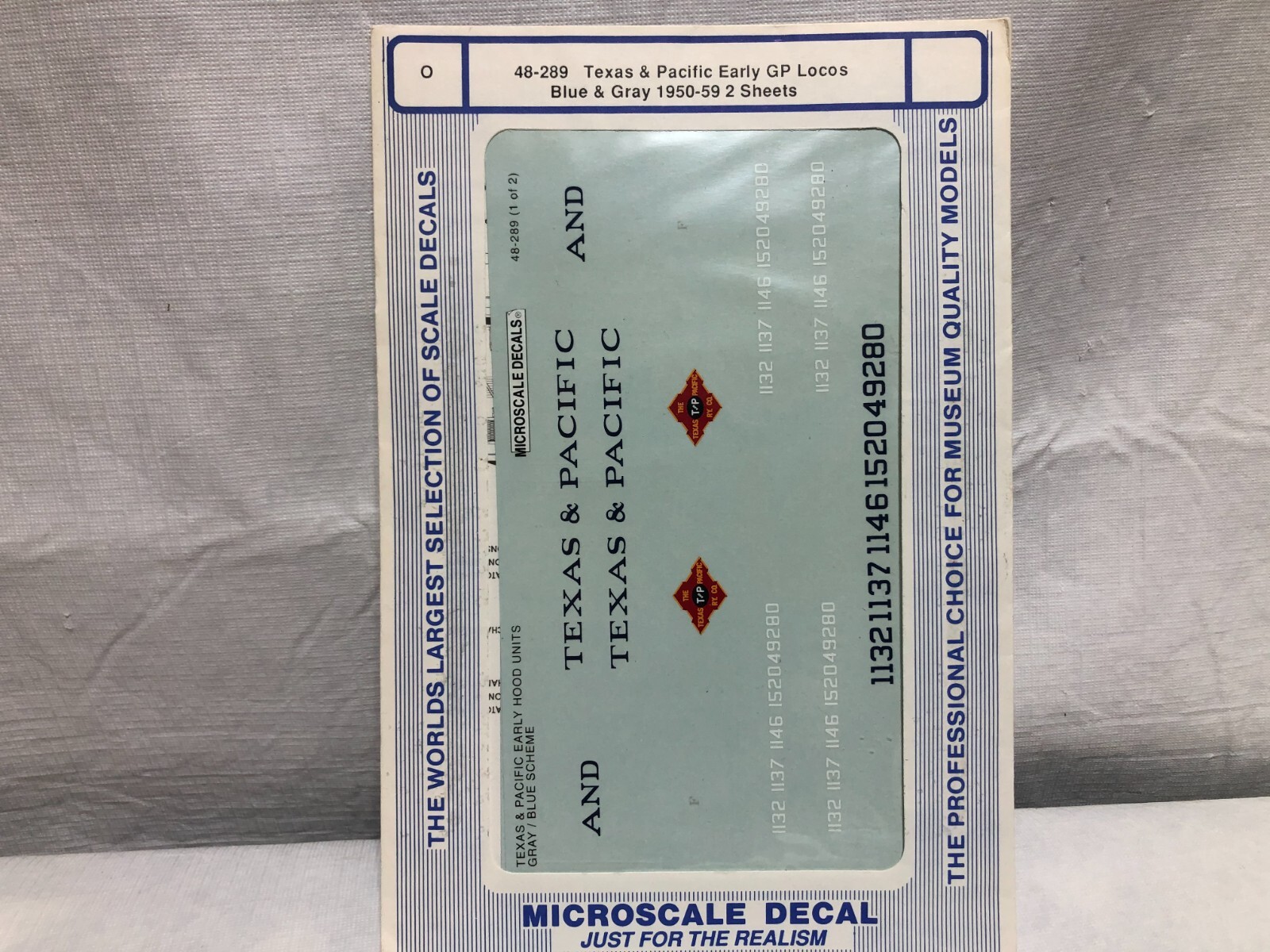 O Scale Microscale Decals 48-289 T&P Early GP Locos Blue & Gray 1950-59 ...