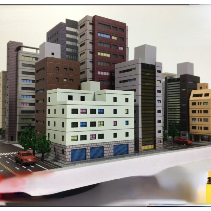 1/300 Diorama Architectural Model City Railway House Office Scene ...