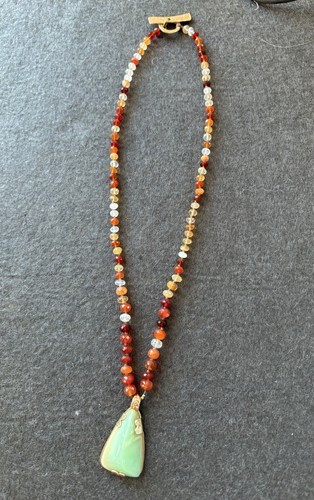 Jes Maharry 14k Gold Necklace With Antique Gemstone Beads And Large ...