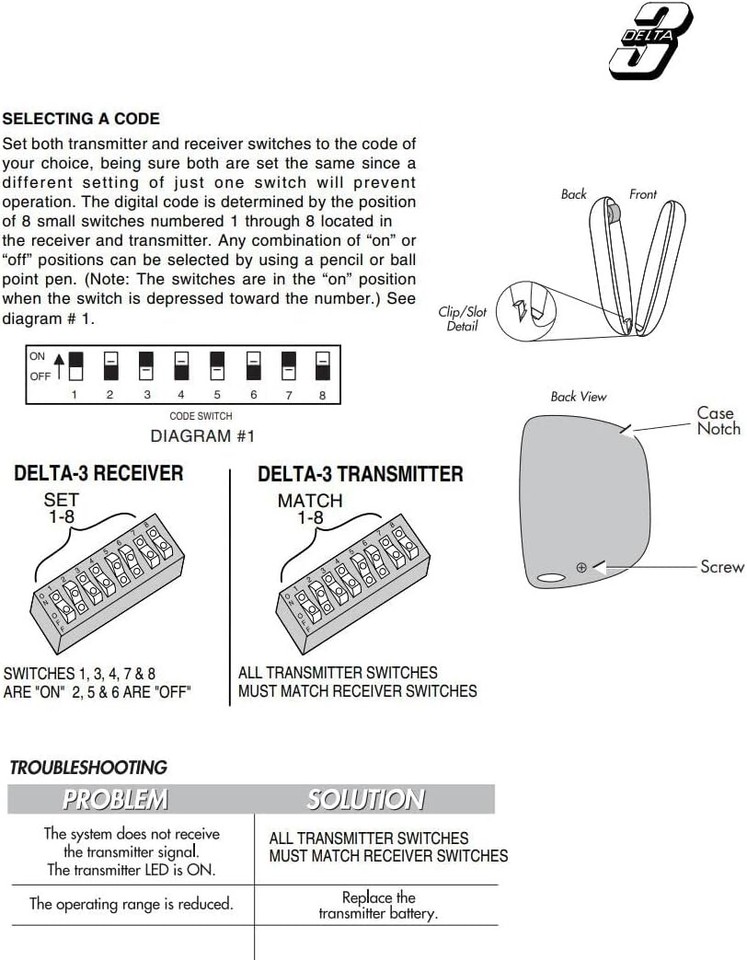 4 Pack For Linear Delta 3 8 Dip Switch 310 MHz Garage Door Opener ...