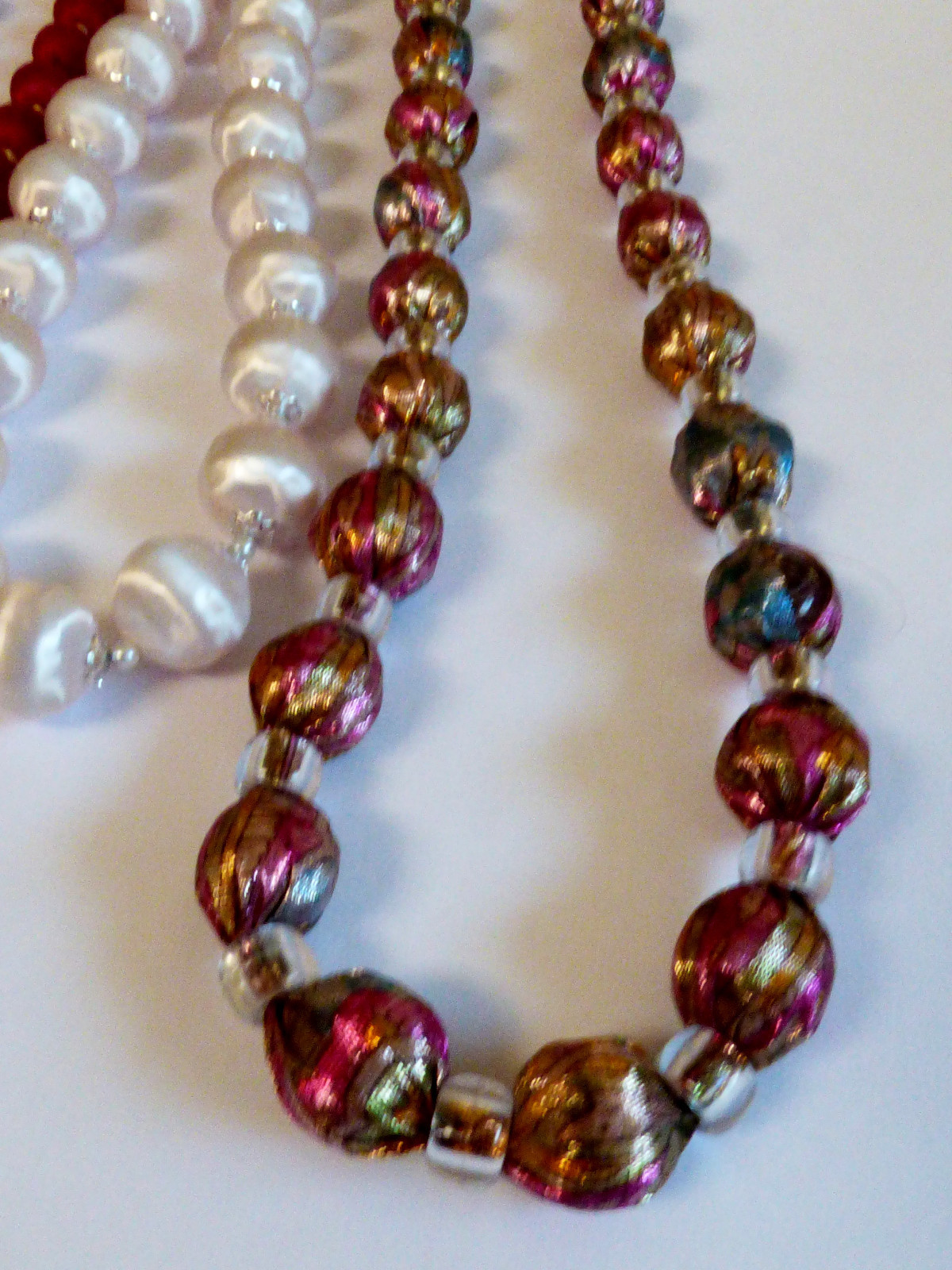 VTG lot of 8 Multi bright color fun fancy fashion strand Necklaces ...