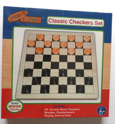 Wood 'N Things Classic Checkers Set Solid Wooden Checkers & Board | eBay