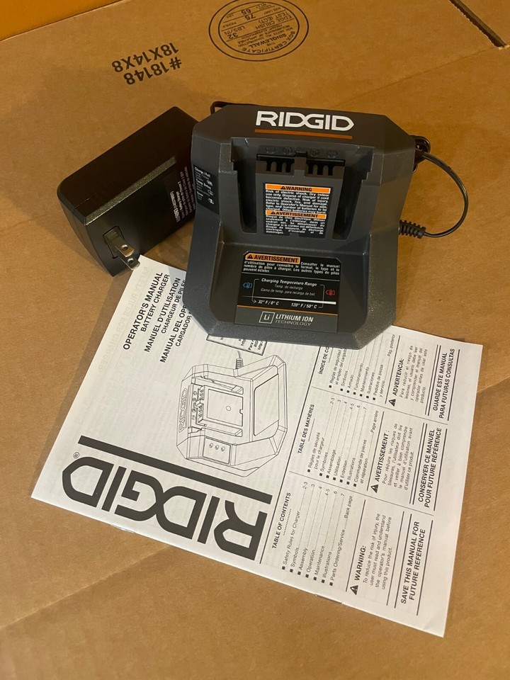 Genuine RIDGID 18 Volt lithium Ion Compact Battery Charger #R86093 New ...