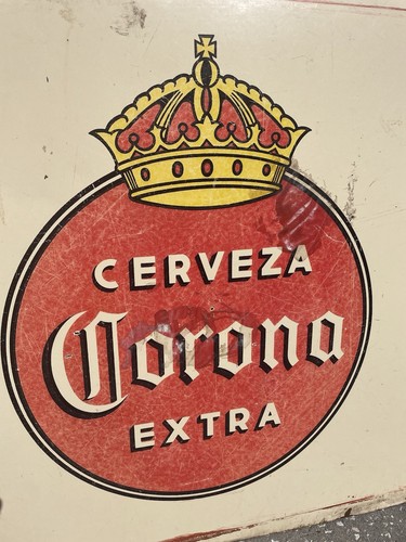 LARGE CORONA EXTRA CERVEZA 👑 METAL TIN BAR BEER SIGN TACKER ANTIQUE | eBay